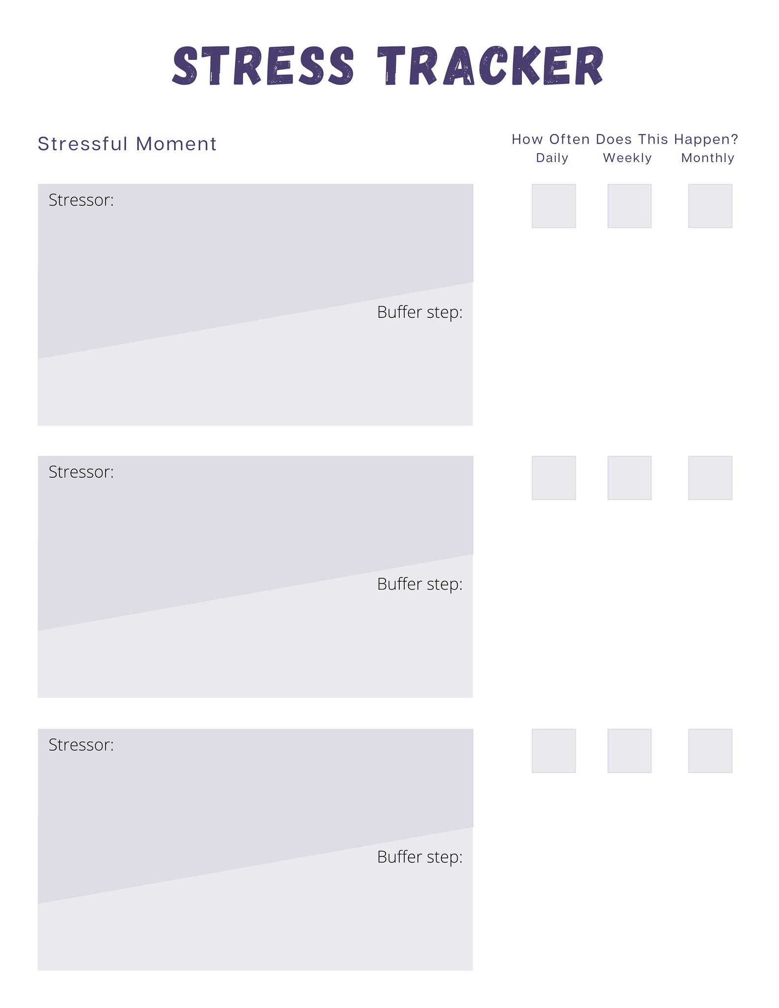 Stress Tracker Printable Self Awareness Stress Management - Etsy