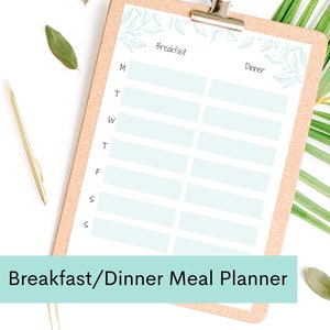 Weekly Meal Planner Printable Menu Planner Template Breakfast and ...
