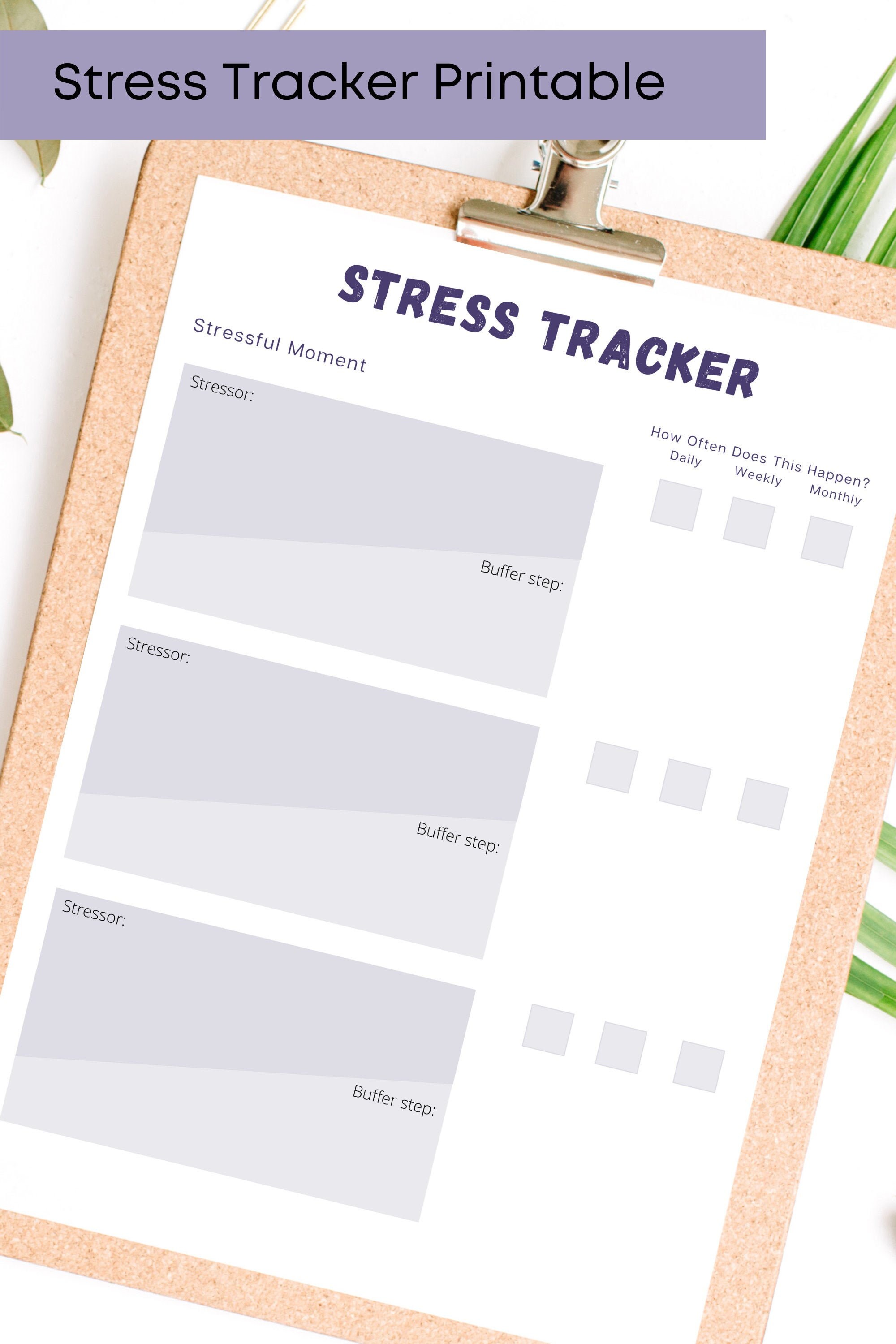 Stress Tracker Printable Self Awareness Stress Management - Etsy
