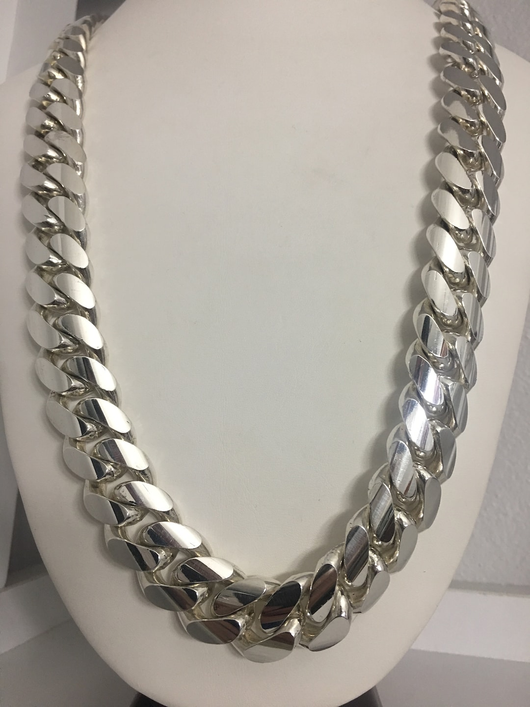 19mm, 26inch, Hand Made Pure Solid 999 Silver ,cuban Link Necklace - Etsy