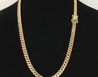 9.8mm 23.5inch 14k Solid Gold Hand Made Cuban Link Necklace | Etsy