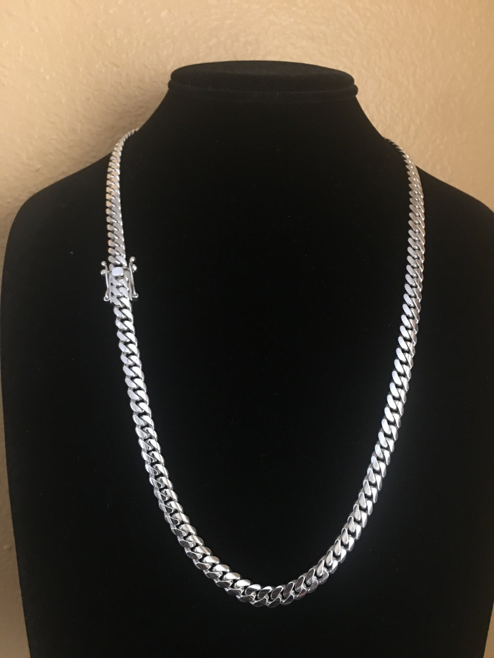 7mm 999 pure solid silver hand made cuban link chain 24in | Etsy