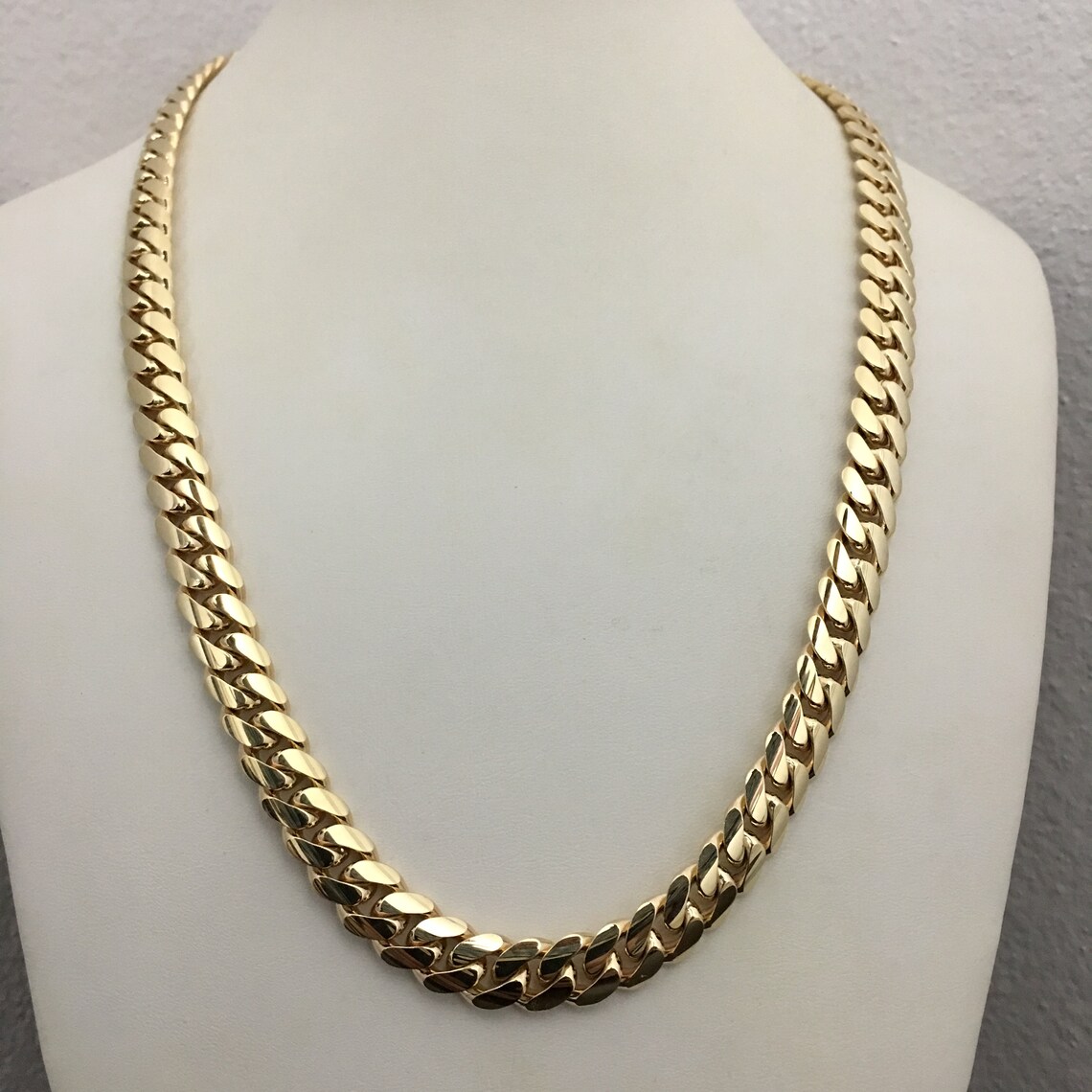 9.8mm 23.5inch 14k Solid Gold Hand Made Cuban Link Necklace | Etsy