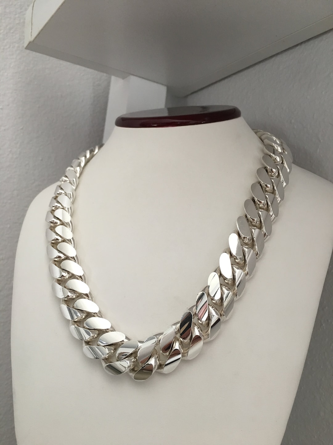 18mm 23.5inch Hand Made Pure Solid 999 Silver Cuban Link Necklace - Etsy
