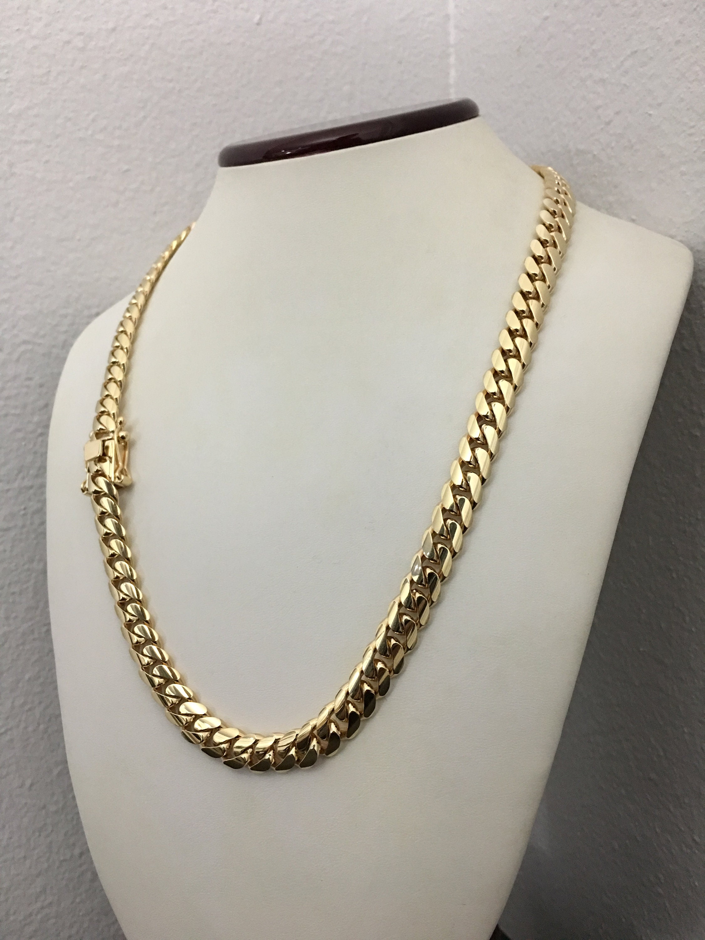 9.8mm 23.5inch 14k Solid Gold Hand Made Cuban Link Necklace | Etsy