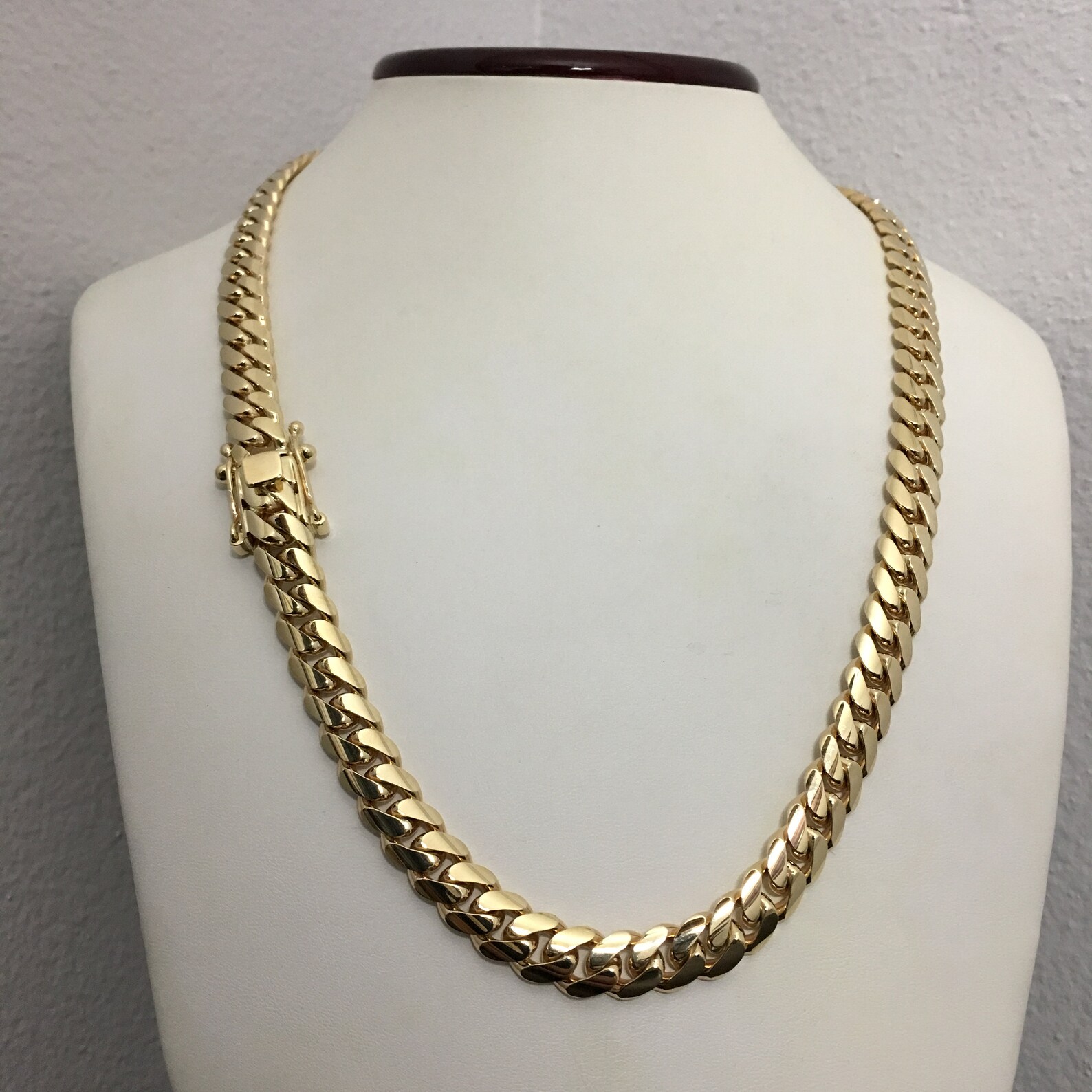 9.8mm 23.5inch 14k Solid Gold Hand Made Cuban Link Necklace | Etsy