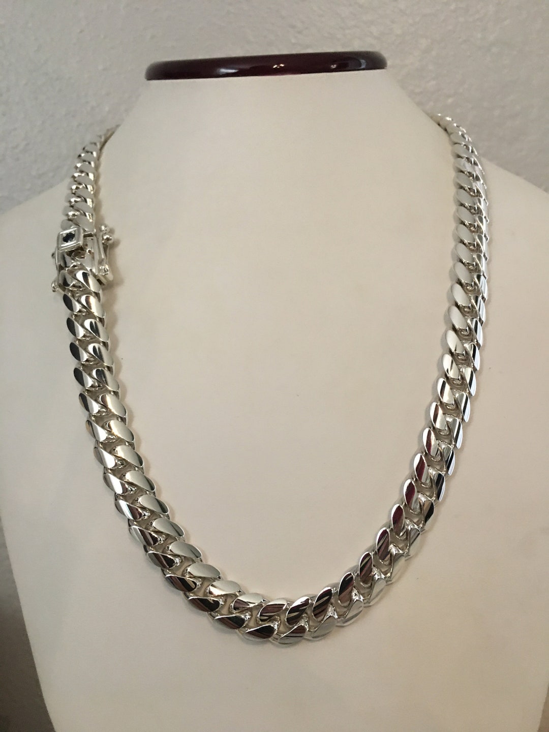 9mm, 22inch, 999 Pure Solid Silver Hand Made Cuban Link Chain, With ...