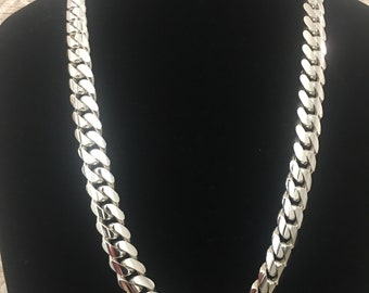 Handmade Miami Cuban Link Chain Necklace 12mm Solid 925 - Etsy