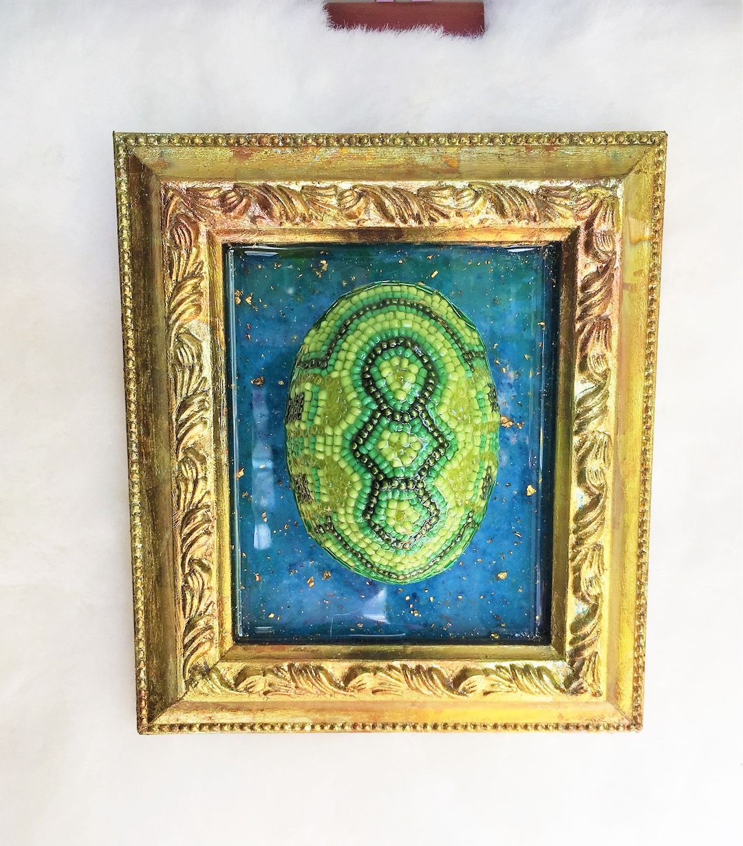 Hand Beaded Turtle Tortoise Shell Framed Art Removable Suspended Turtle ...