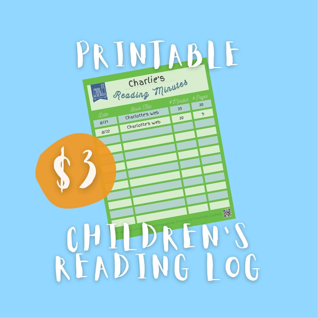 Green Reading Minutes Log for Kids - Etsy