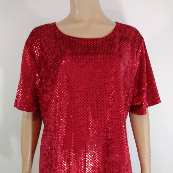 Red Sequined Top - Etsy