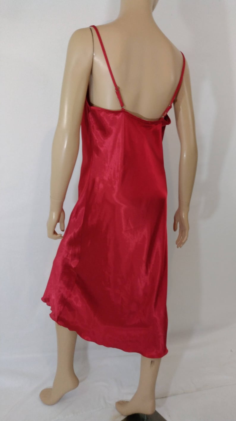 Vintage BEBE Red Satin Nightgown, Drapey Neckline, Size M - Etsy