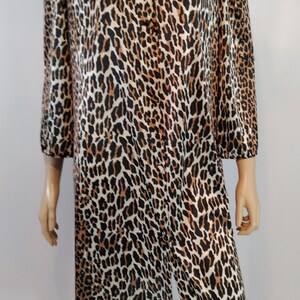 60's Leopard Robe Nightgown Women's Leopard Brown Black White Nylon ...