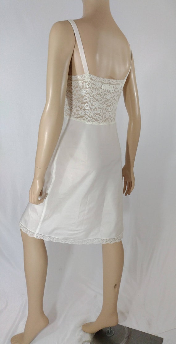 50's 60's Slip Women's Dress Slip Cream White Lace Ba… - Gem