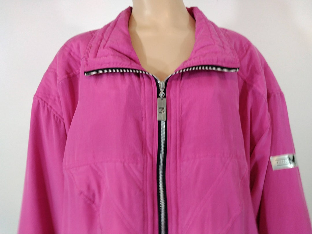 Plus Size Jacket Women's Silk Quilted Hot Pink Zipper Front Pockets ...