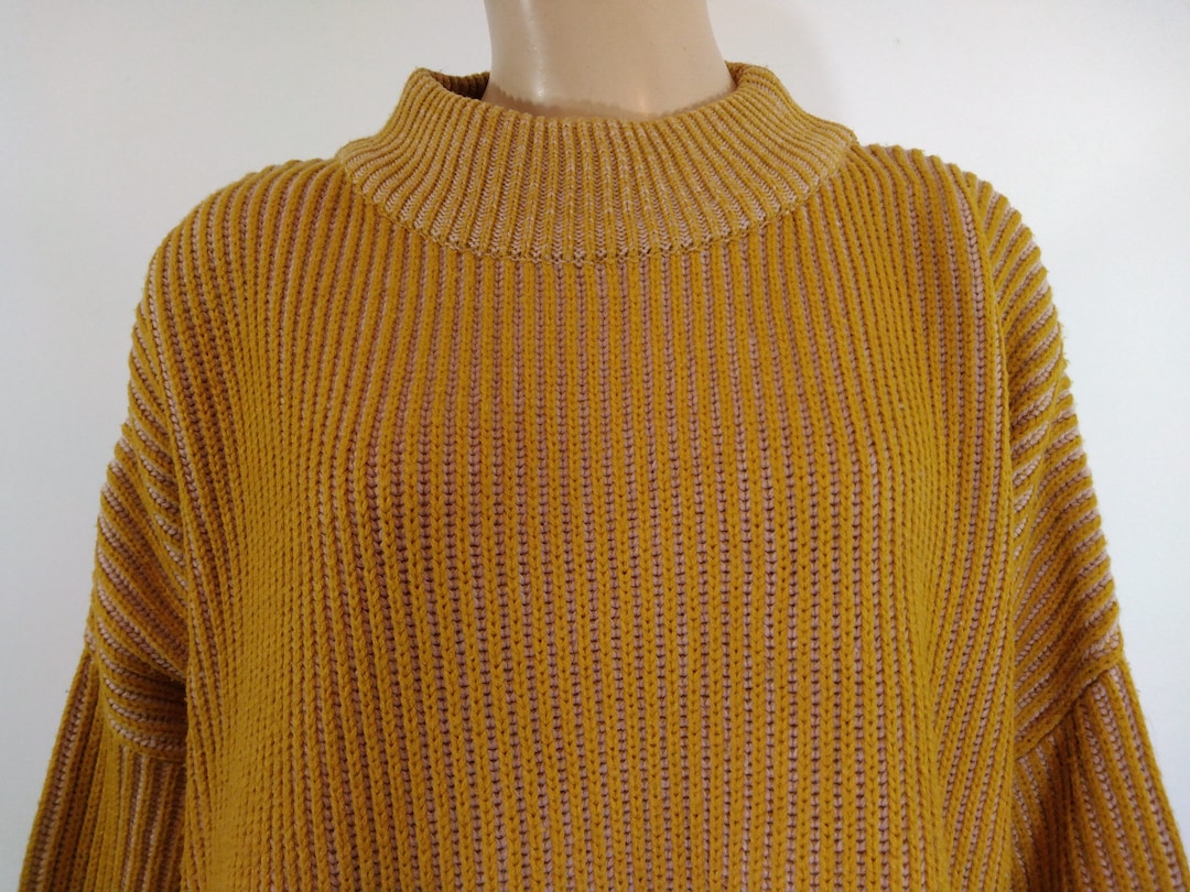 Vintage TOPSHOP Mustard Yellow Knit Sweater, Size XL - Etsy