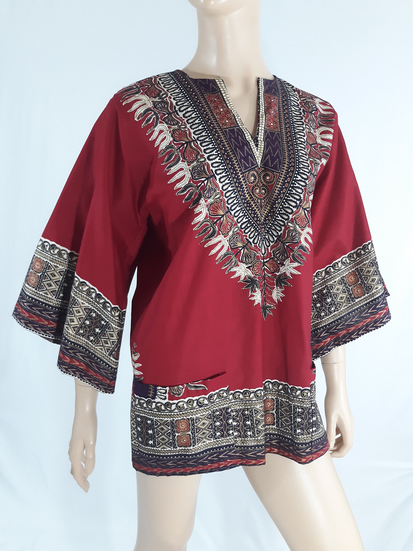 60's Hippie Tunic Authentic Beach Tunic 100% Cotton Deep | Etsy