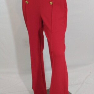 Red Pants Women's Red Sailor Style High Waist Royal Gold Buttons ...