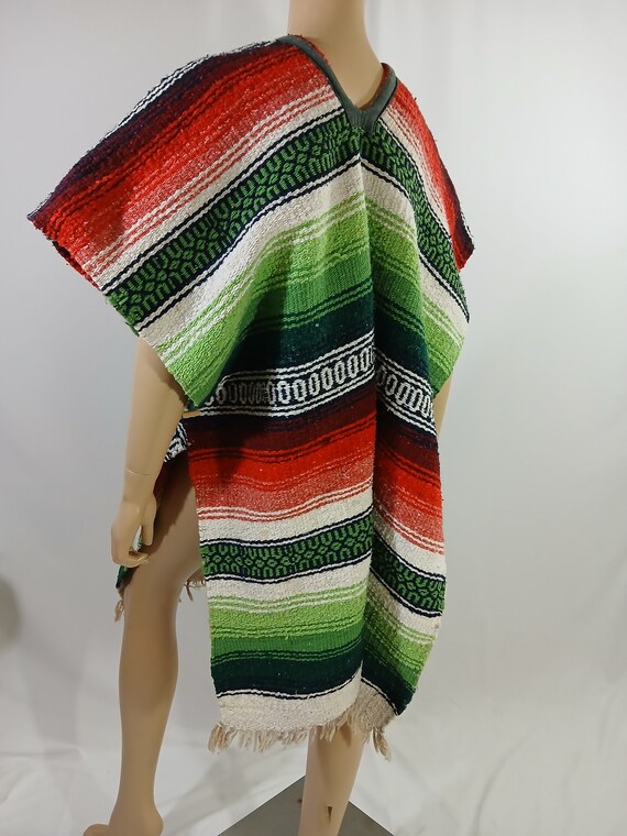 Mexican Poncho Authentic Heavy Black White Red Green … - Gem