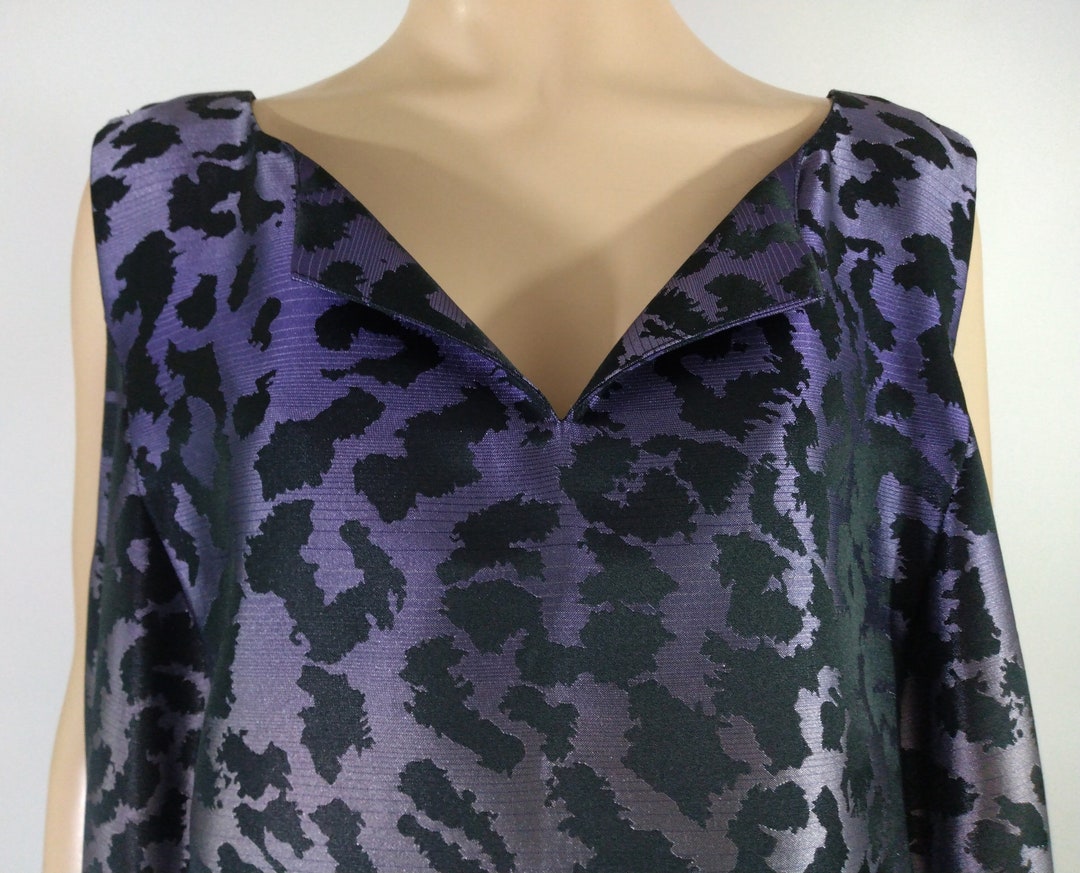 Plus Size Dress Black Purple Umbre Leopard Print Satiny Taffeta ...
