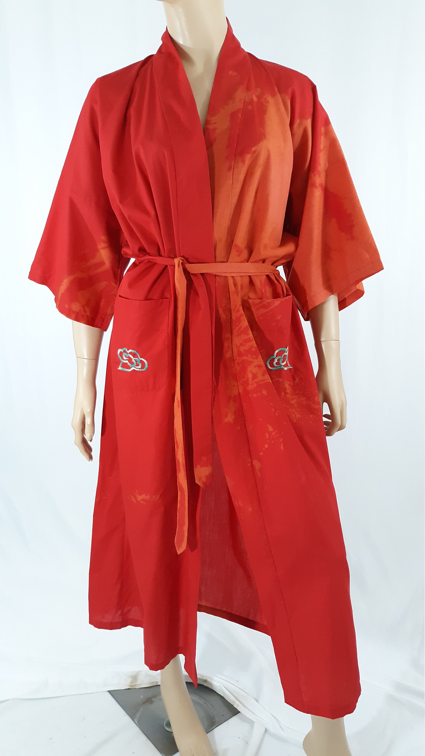 Dragon Kimono Robe Women's Mens Red Tie Dye Colorful | Etsy