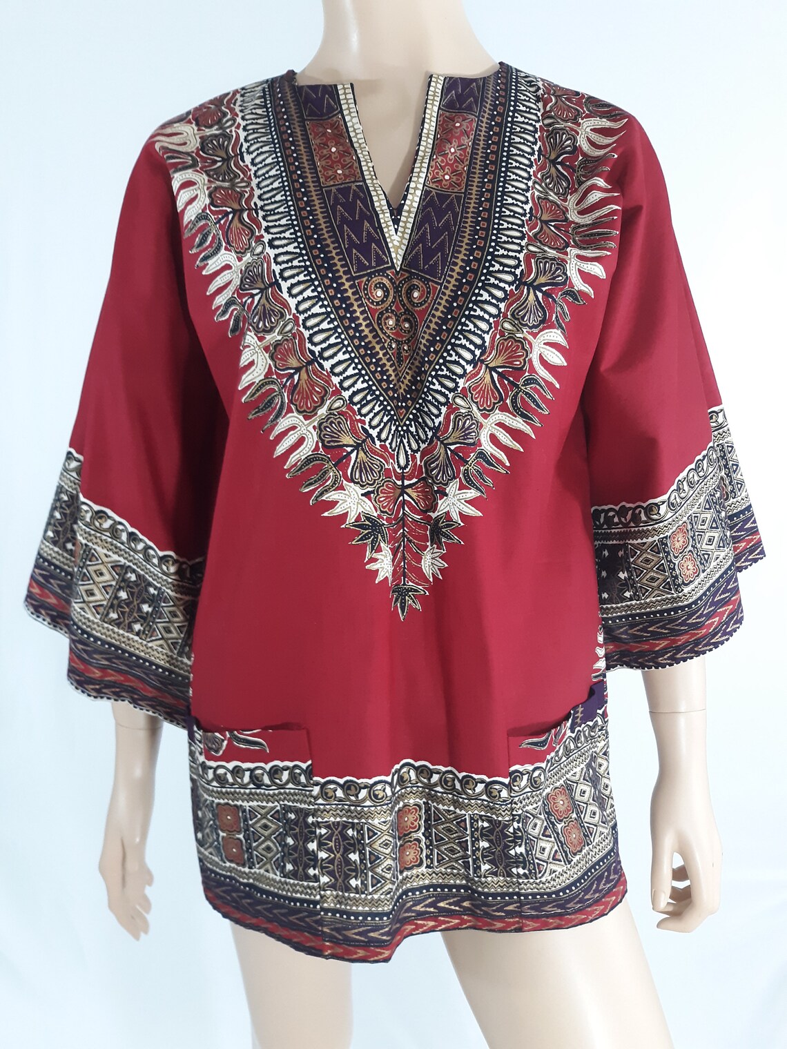 60's Hippie Tunic Authentic Beach Tunic 100% Cotton Deep | Etsy