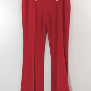 Red Pants Women's Red Sailor Style High Waist Royal Gold Buttons ...
