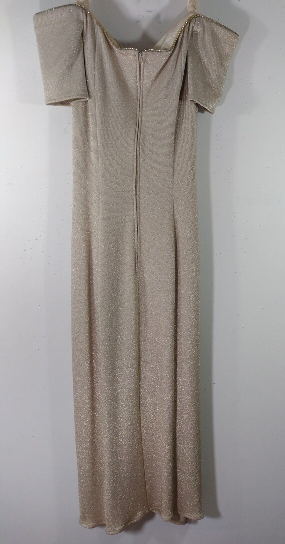 70's Women's Dress Semi Formal Metallic Gold Off-Shou… - Gem