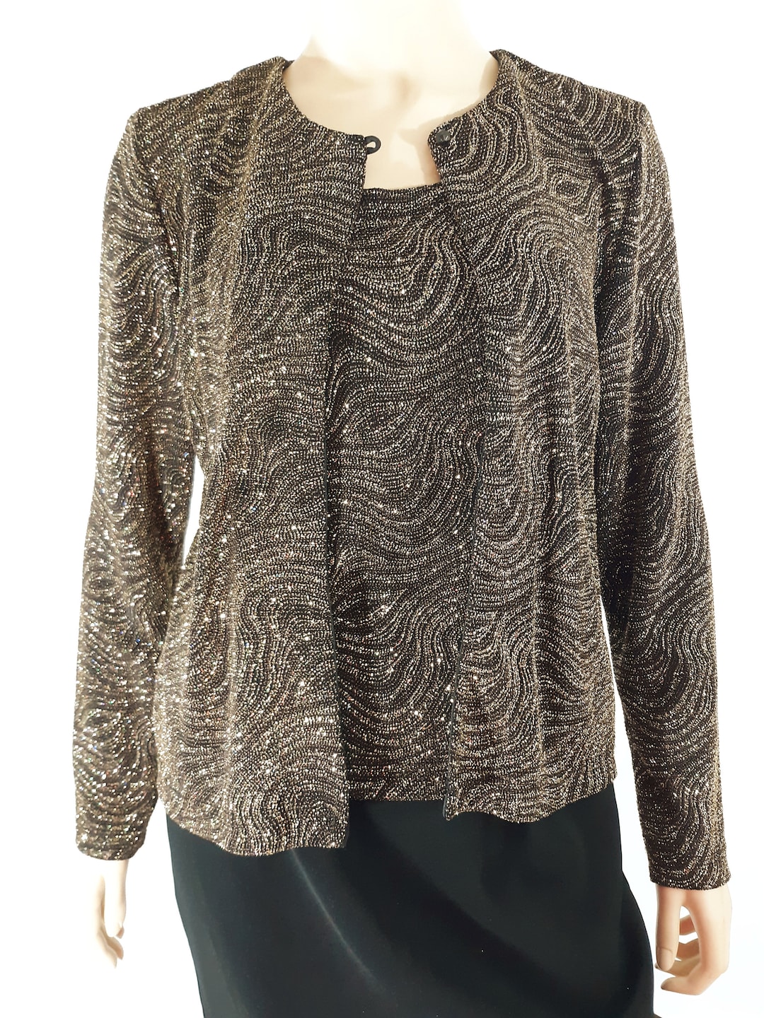 Metallic Gold Top Women's 70's 80's Rainbow Glittery Long Sleeve Built ...