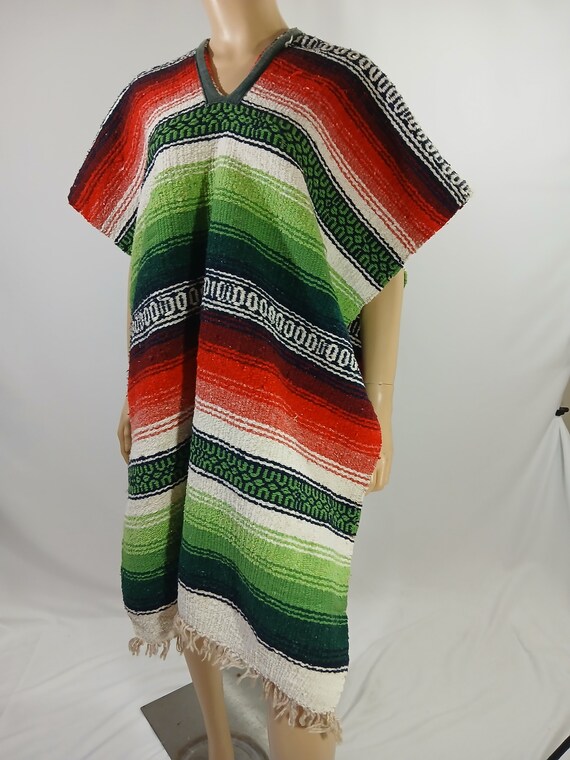 Mexican Poncho Authentic Heavy Black White Red Green … - Gem