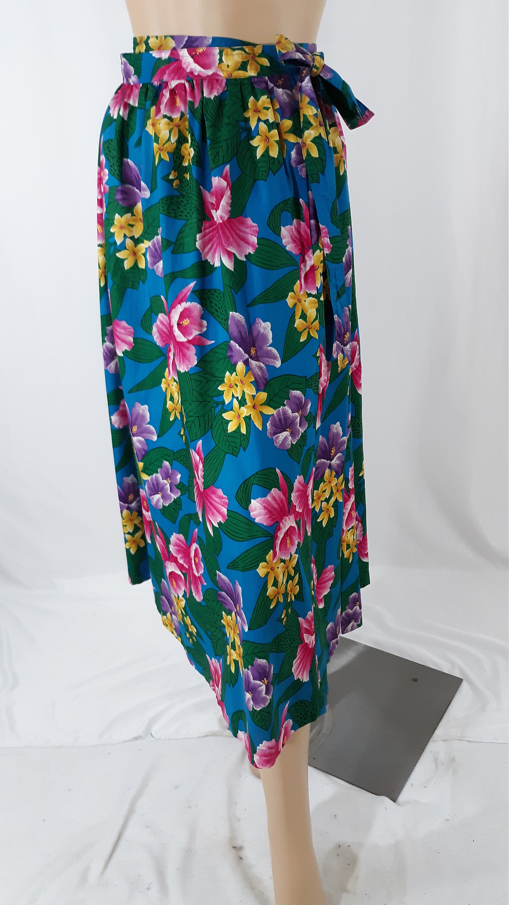 80's Colorful Skirt Women's Wrap Skirt Floral Brite | Etsy