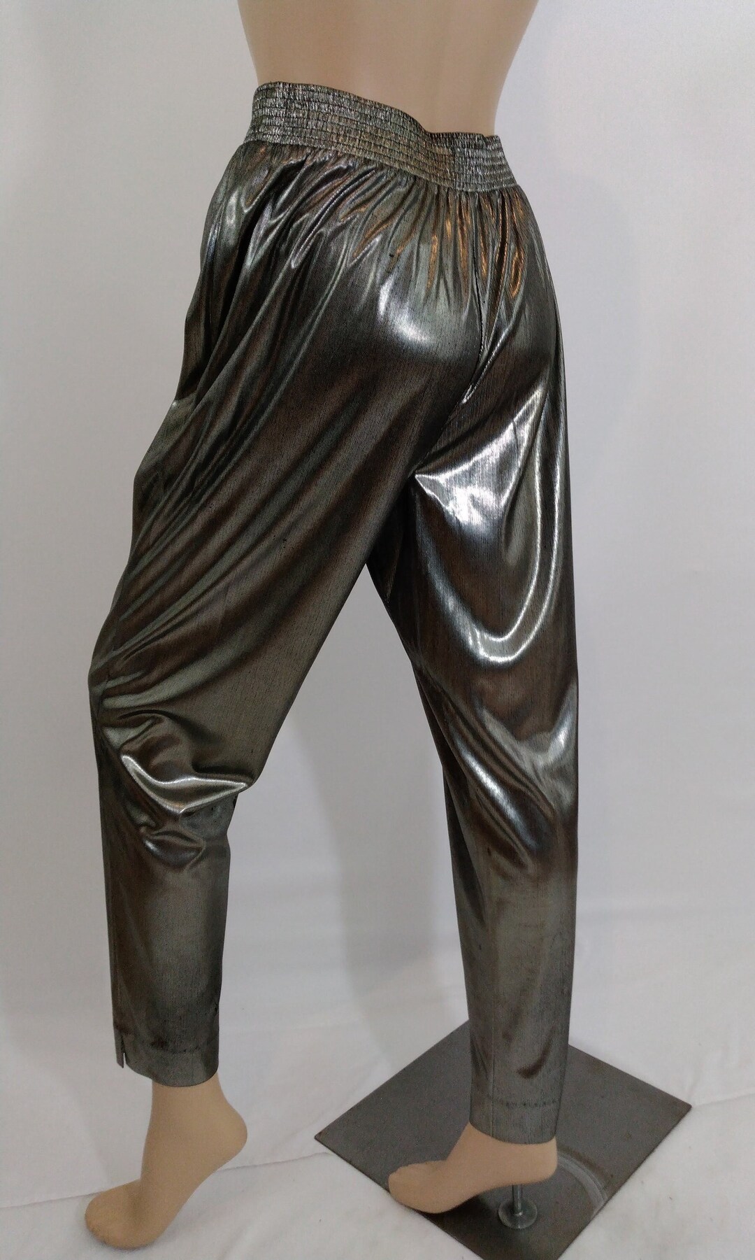70's Disco Pants Women's Silver Black Silky Drapy - Etsy