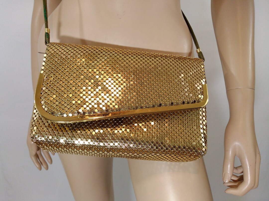 Gold Purse Mesh Purse 80's 90's Women's Clutch Purse Sturdy Snap Beige ...