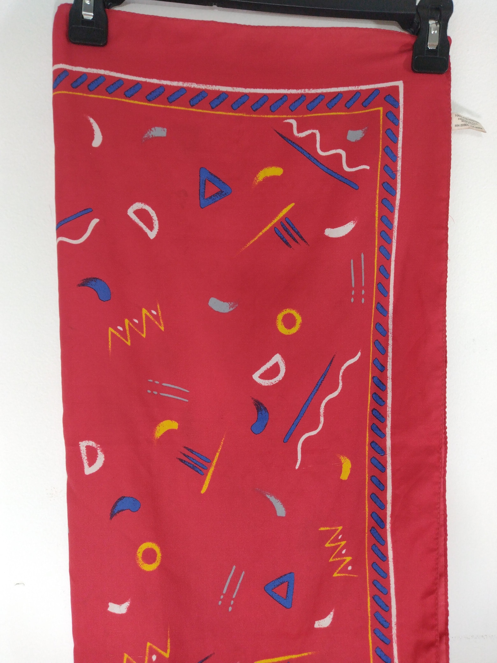 80s Italian Scarf: Red Geometric Print, Disco Chic Vintage - Etsy
