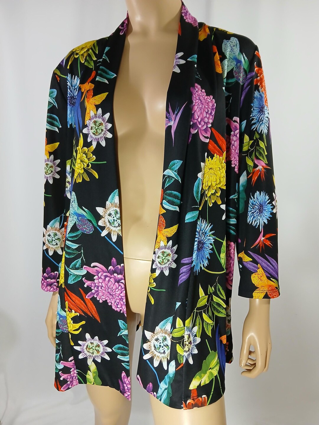 Floral Jacket Cover-up No Wrinkle Women's Colorful Flower Print Long ...