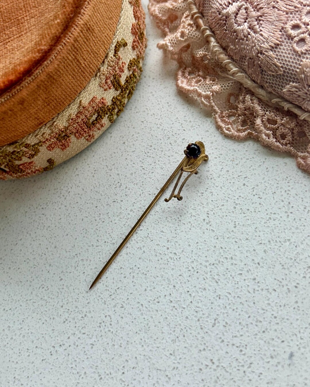 Vintage Gold Tone Purple Stone Stick Pin - Etsy