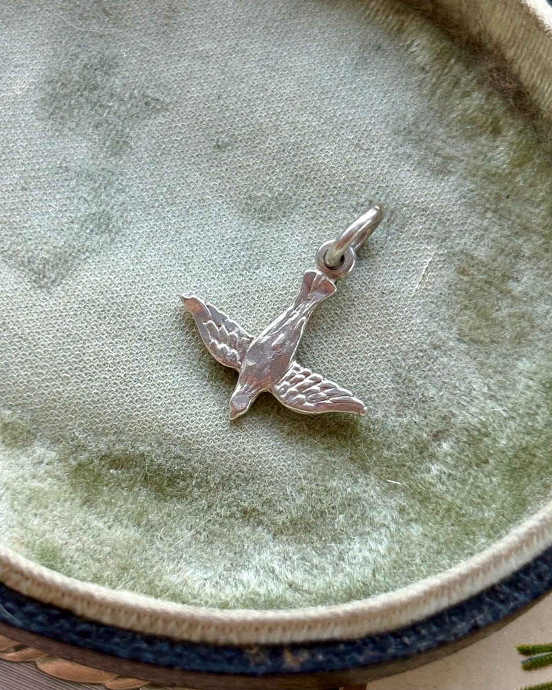 Vintage Sterling Bird in Flight Charm - Etsy