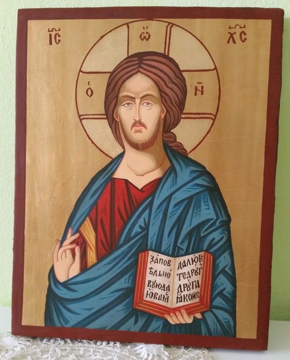 Hand Painted Icon of Jesus Christ Pantokrator the Sovereign / | Etsy