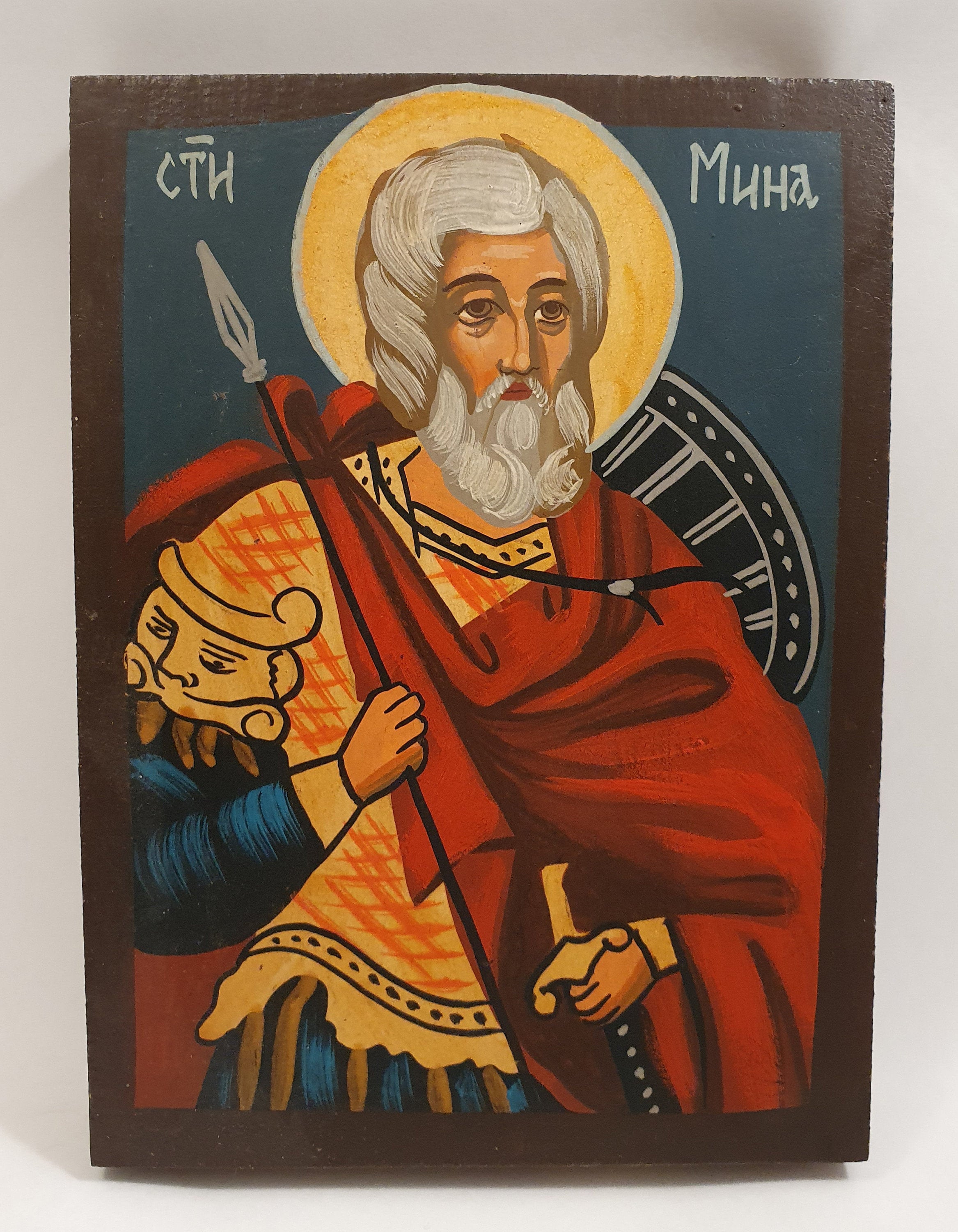 Hand Painted Icon of Saint Menas / Mina/ Mena the Martyr | Etsy