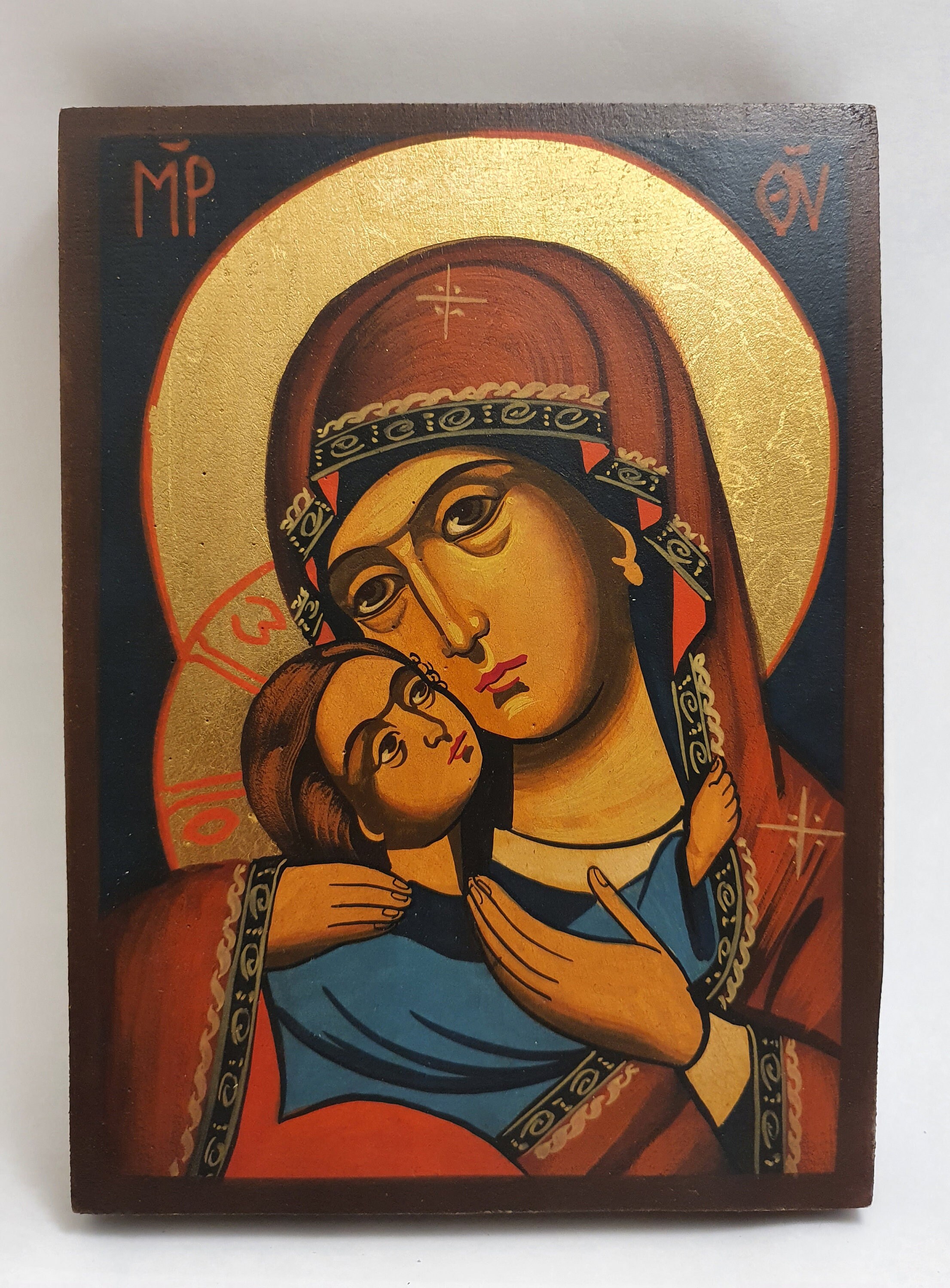 Handmade Hand Painted Icon of Mother of God Virgin Mary and - Etsy