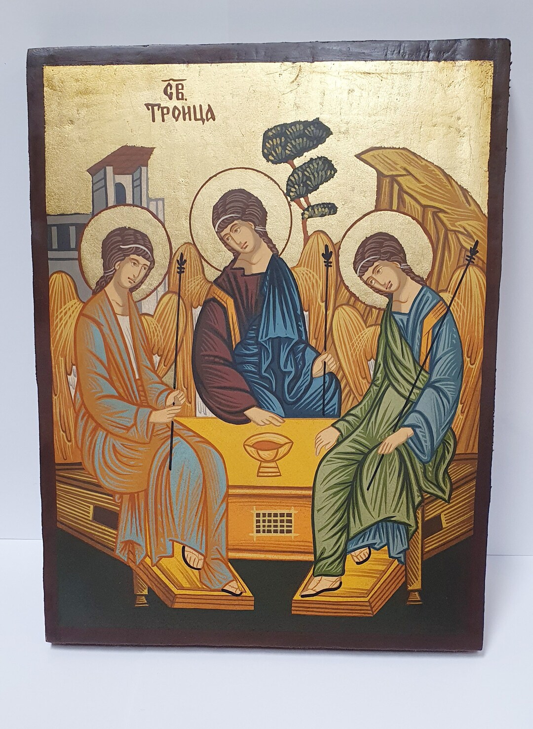 Entirely Hand Painted Icon the Holy Trinity Three Angels : - Etsy