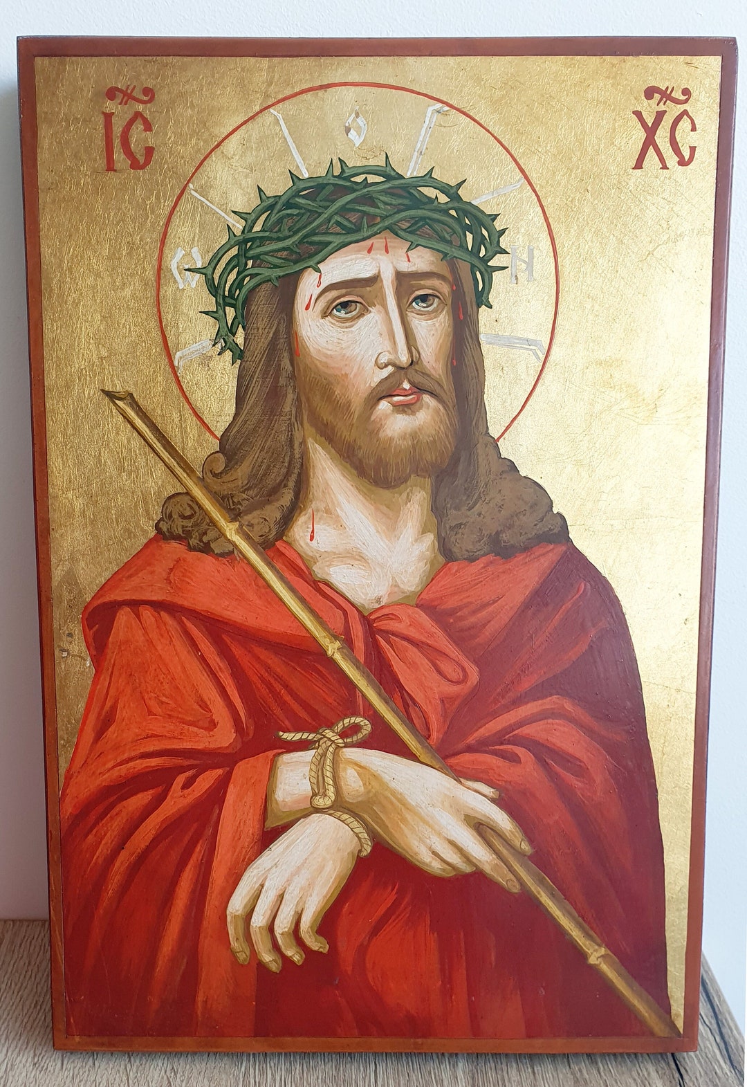 Hand Painted Unique Icon of Jesus Christ Crown of Thorns a - Etsy