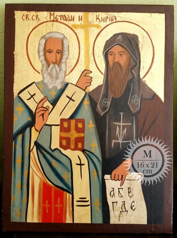 Handmade Hand Painted Icon of St. St. Cyril and Methodius | Etsy