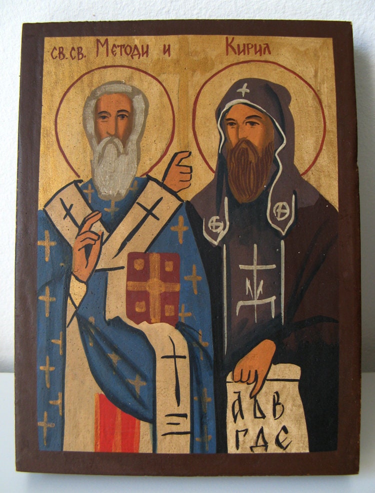 Handmade Hand Painted Icon of St. St. Cyril and Methodius | Etsy