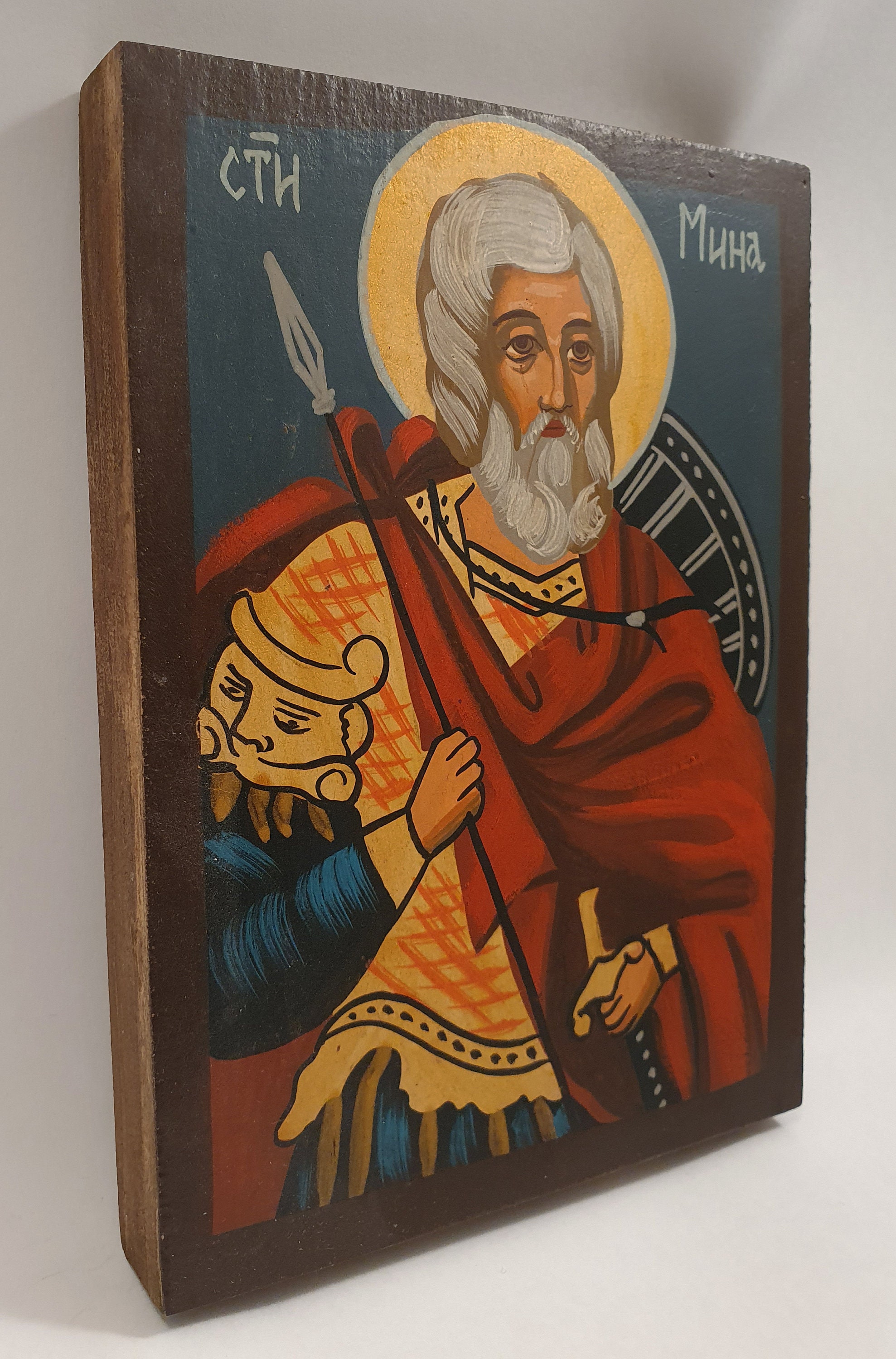 Hand Painted Icon of Saint Menas / Mina/ Mena the Martyr | Etsy