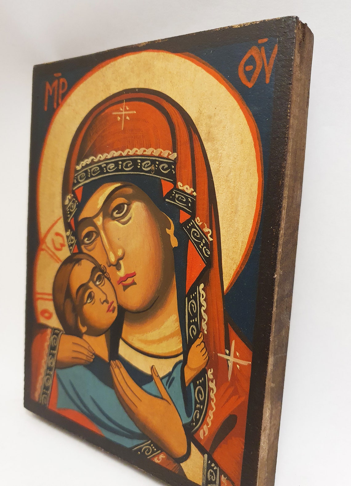 Handmade Hand Painted Icon of Mother of God Virgin Mary and - Etsy
