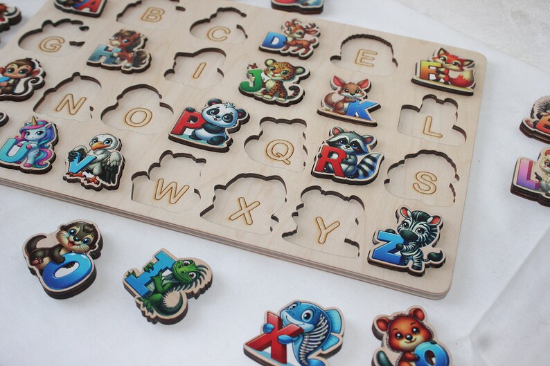 Animals Alphabet Puzzle, Montessori Puzzle Board, Personalized Baby ...
