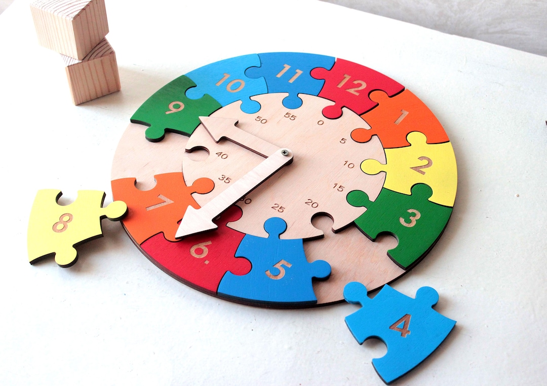 Montessori Wooden Clock Puzzle: Educational Toy for Toddlers - Etsy