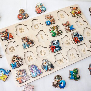 Animals Alphabet Puzzle, Montessori Puzzle Board, Personalized Baby ...
