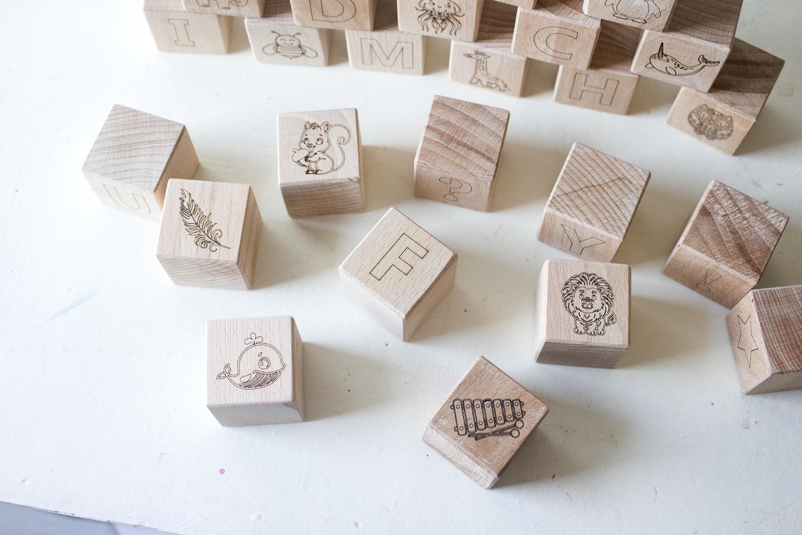ABC Blocks Baby Shower for Paint Wooden Baby Block Set 30 Alphabet and ...